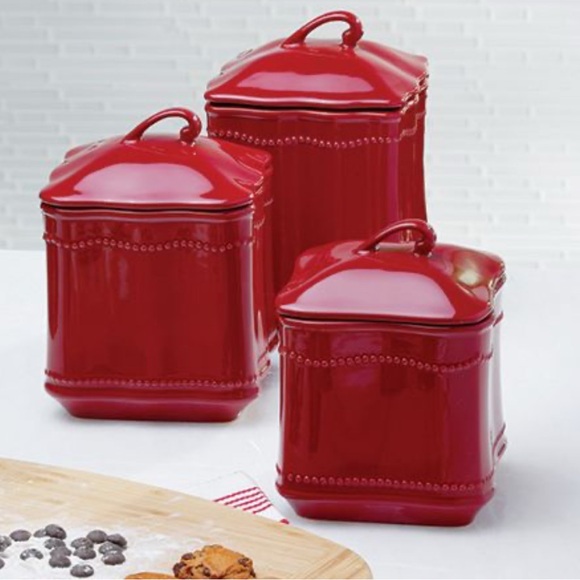 Princess House | Kitchen | Red Ceramic Canister Set | Poshmark